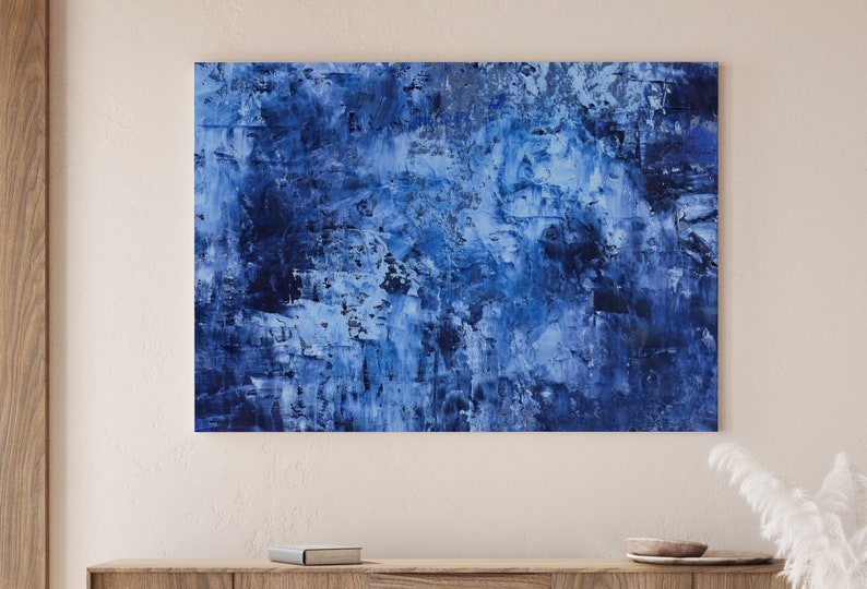 Blue Modern Wall Texture Abstract Digital Painting. Minimalist Decor ...