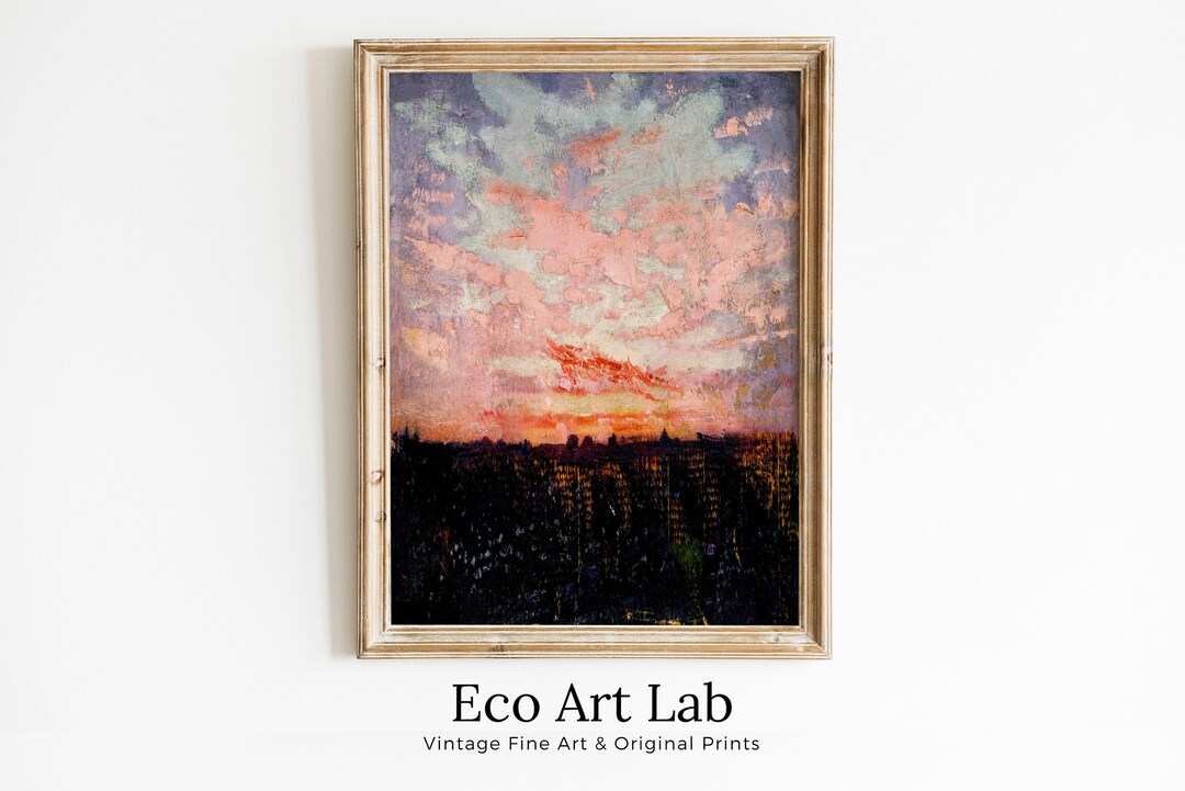 Rustic Antique Moody Abstract Sunset Oil Painting. Instant Download ...