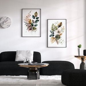 Botanical Prints Set of 2. Watercolor Gallery Wall Art. Floral ...