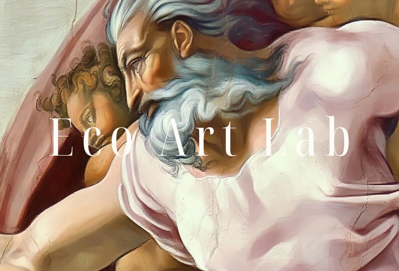 Michelangelo the Creation of Adam Famous Painting Altered in Black ...