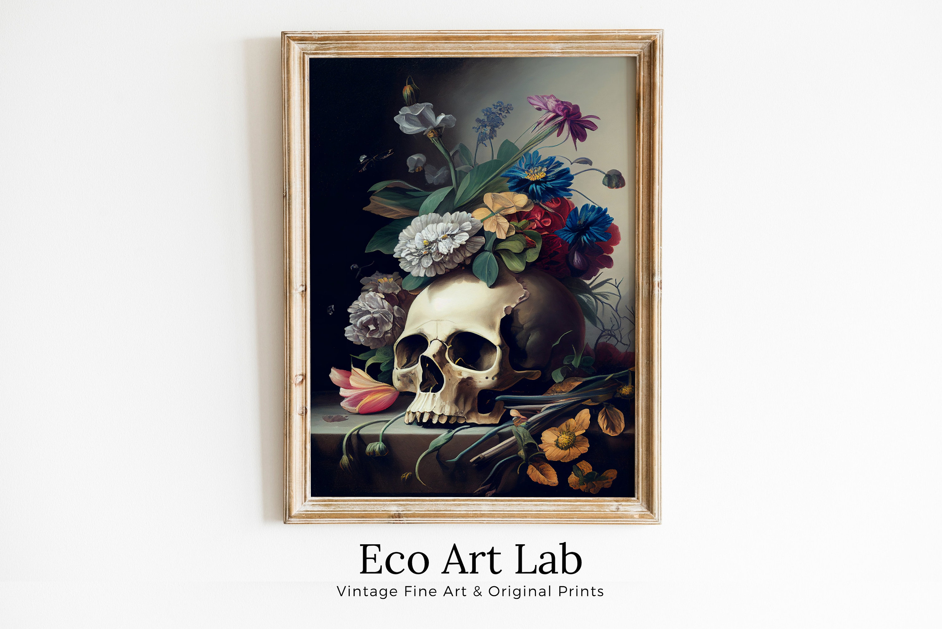 Skull And Flowers Painting