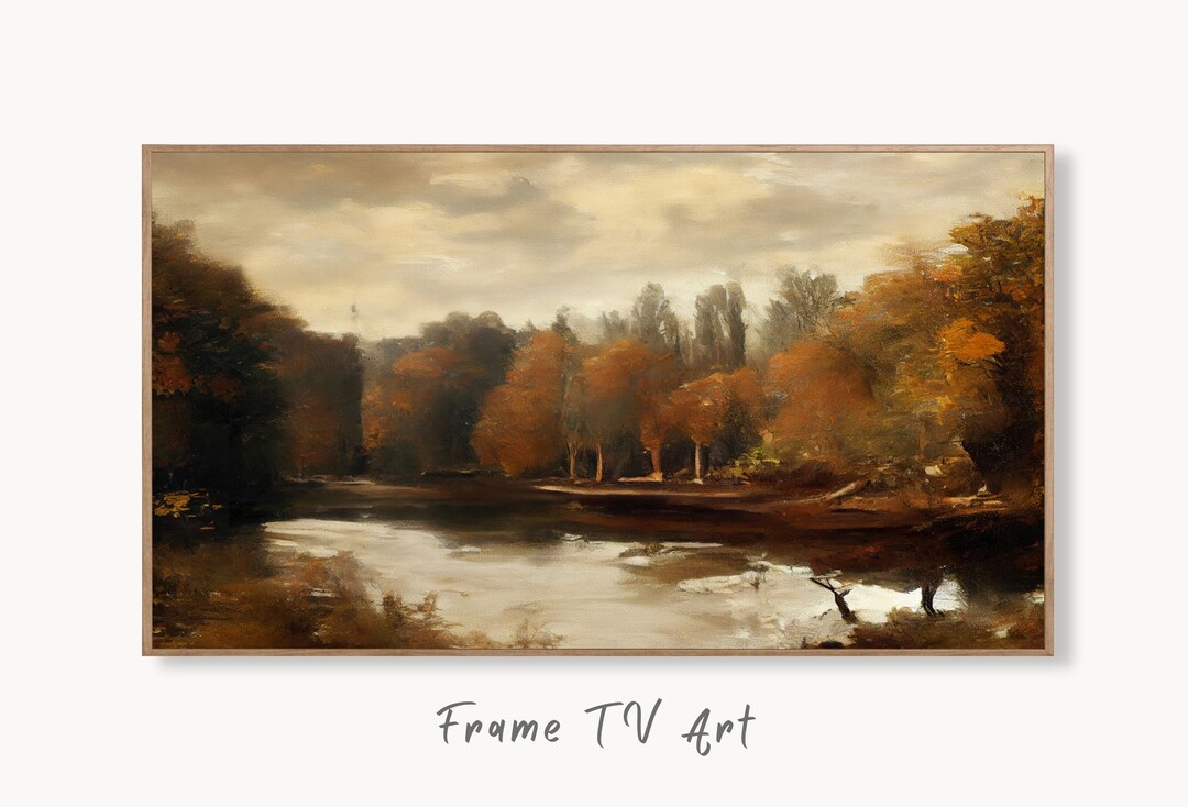 Samsung Frame TV Art 4K Autumn River Landscape Rustic Digital Painting ...