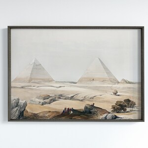 Ancient Egyptian Wall Art. Pyramids of Giza Vintage Landscape. Egyptian ...