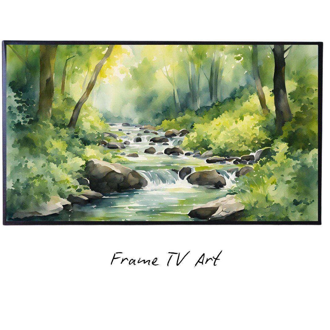 Forest River Art for Frame TV. Watercolor Nature 4K Art Design. River ...