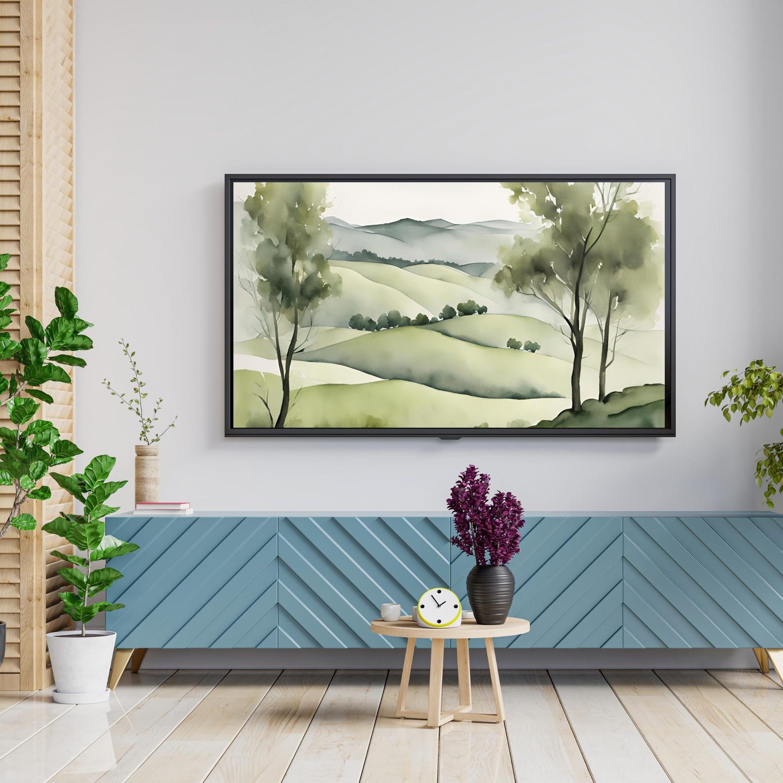 Sage Green Landscape Art for Samsung Frame TV: Watercolor Decor ...