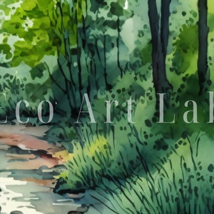Set of 3 Prints. Watercolor Forest Landscape Prints. 3 Piece Wall Art ...
