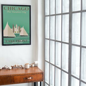 Chicago Art Print, Chicago Wall Art, Chicago Vintage Retro Travel ...