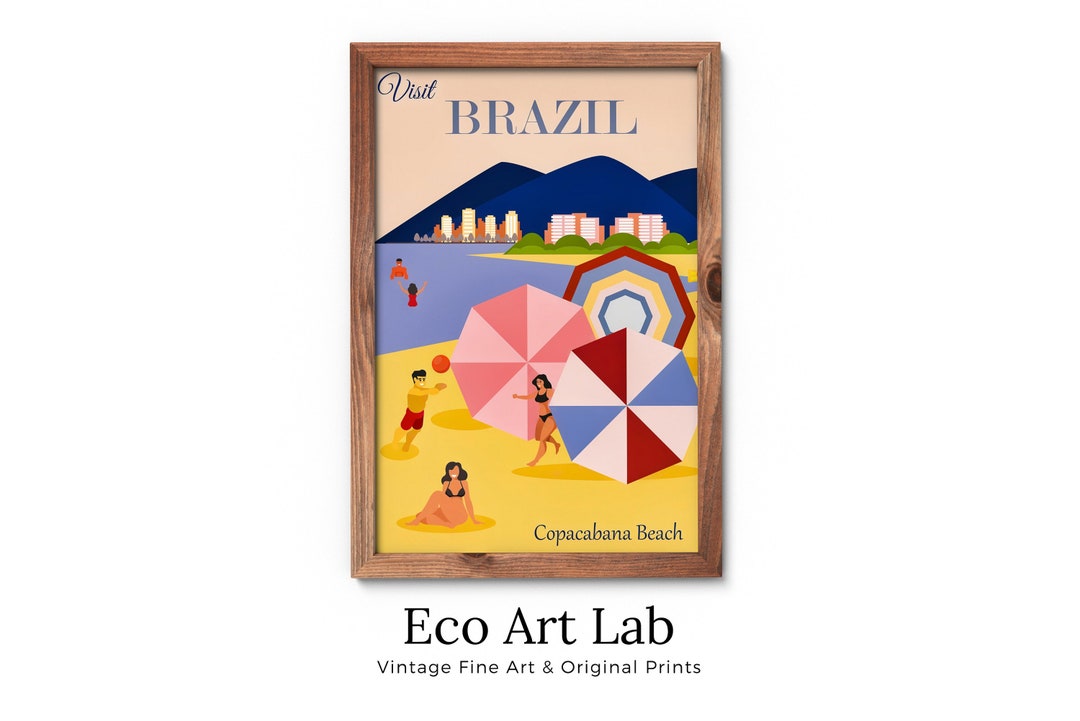 Brazil Travel Poster, Printable Wall Art, Retro Travel Poster Brazil ...