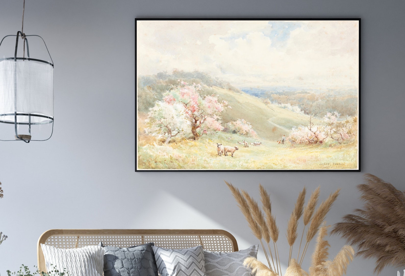Spring Meadow Painting Vintage Landscape Print. Country Field - Etsy