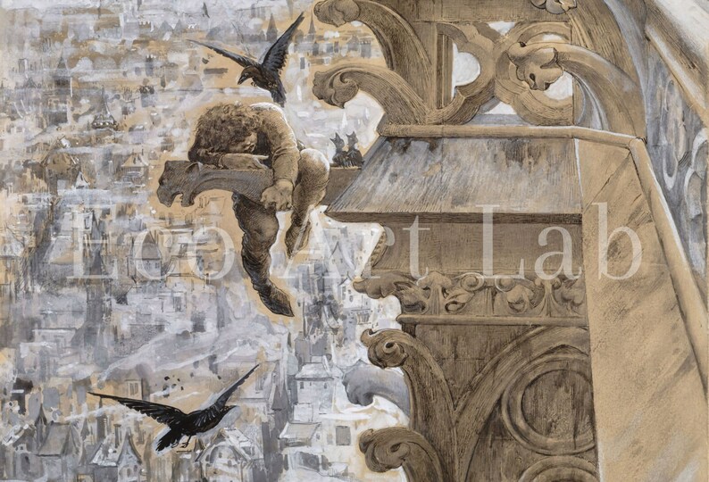 Notre Dame Gargoyle Printable - Vintage Gothic Wall Art - Dark Academia ...