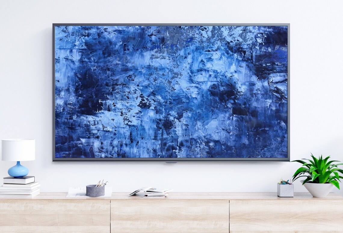 Samsung Frame TV Art 4K Blue Modern Wall Texture Abstract Painting ...