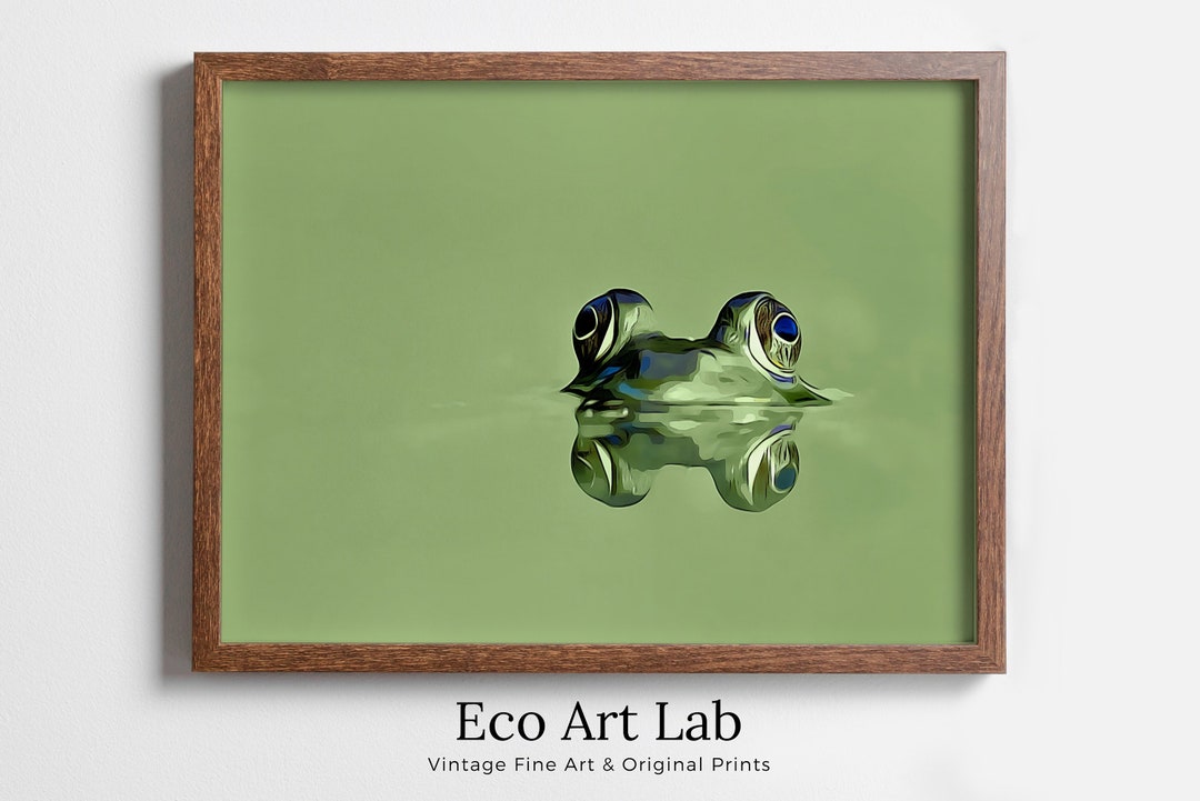 Green Frog Sitting in Pond Wall Art Print. Frog Art Instant Download ...