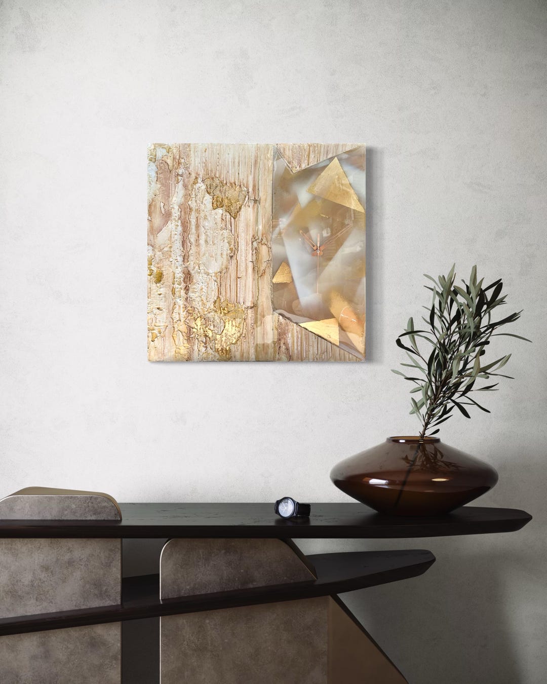 Texture Wall Clock Resin Modern Wall Clock Unique Wall Clock Home Decor ...