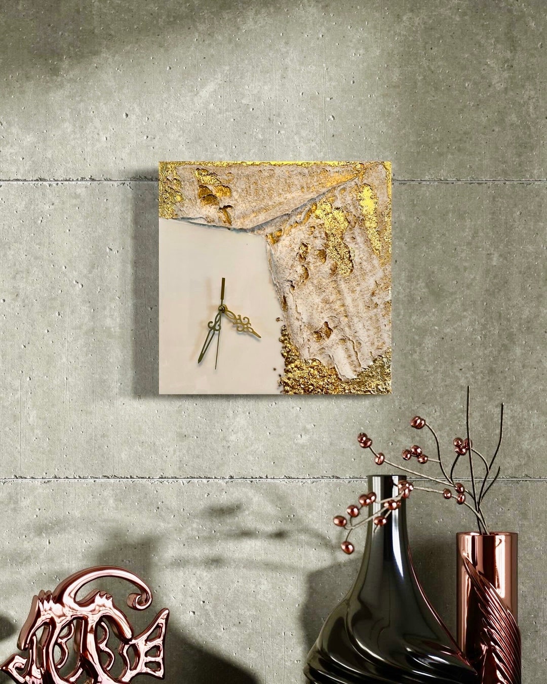 White Gold Wall Clock Texture Wall Clock Unique Wall Clock Wedding Gift ...