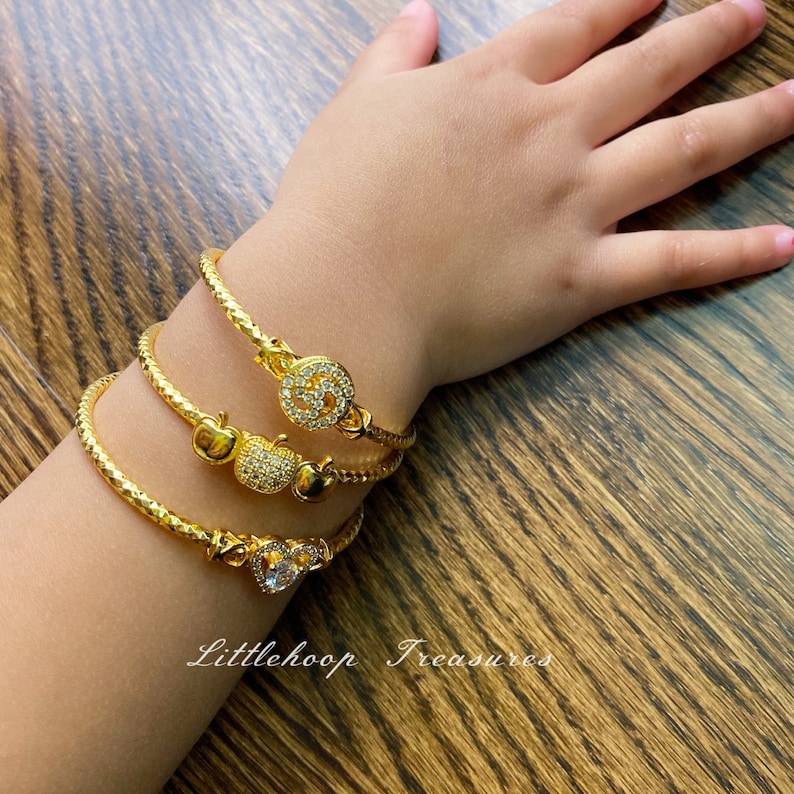 Toddler Gold Bangles Girl Gold Bangles Baby Braceletkids - Etsy