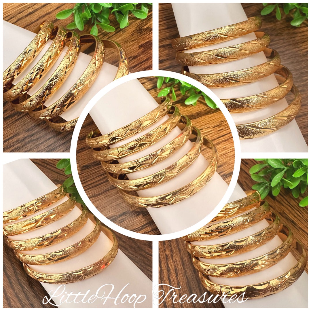 2pcs Bangles, 18k Gold Plated Stackable Bangles Set for Women ...