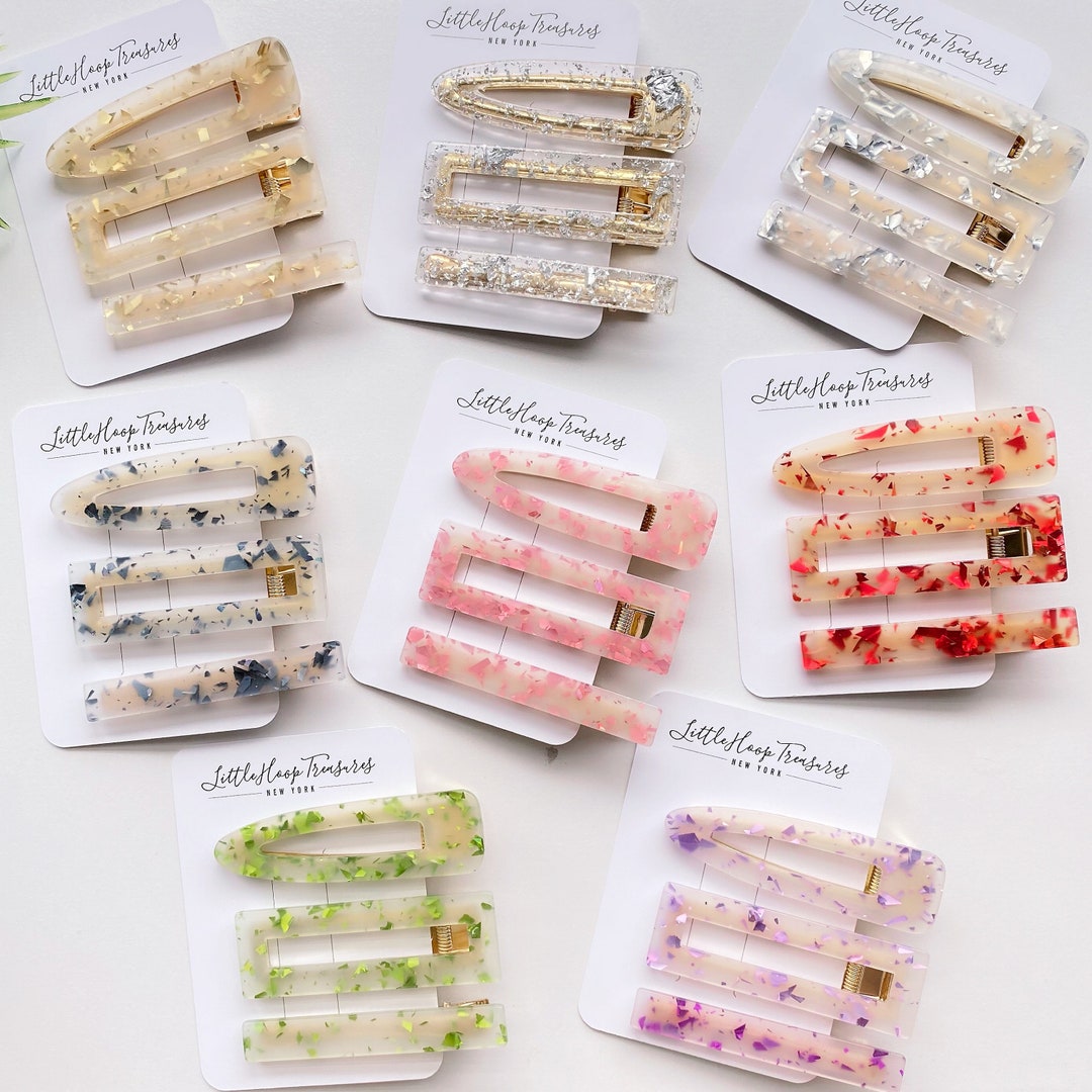 Set of Resin Hair Clips | Resin Barrette Set | Hairclips Set | Hair ...