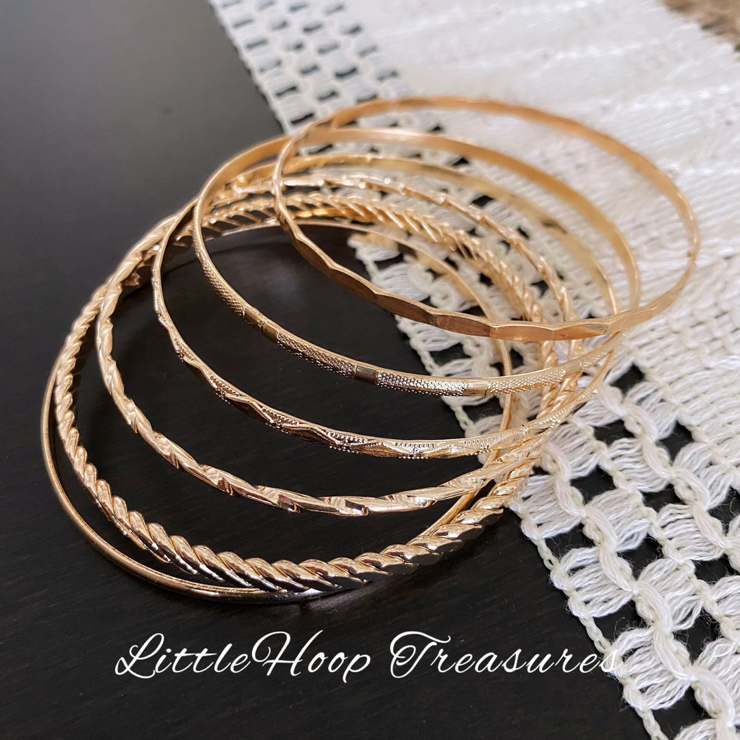Gold Plated Women Bangle Set | Stacking Women Bangles | Gold Bracelets ...