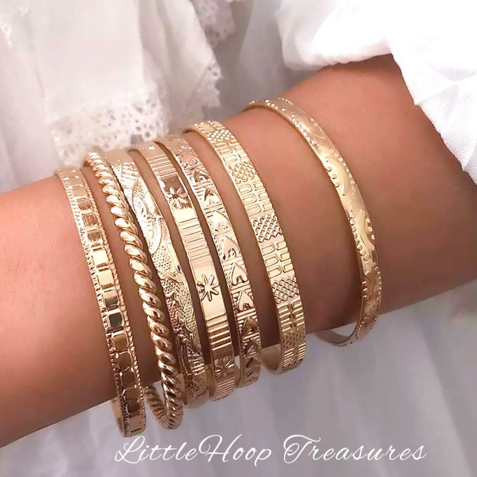 Set of Bangles Women Gold Bangles Bracelets Set Metal - Etsy