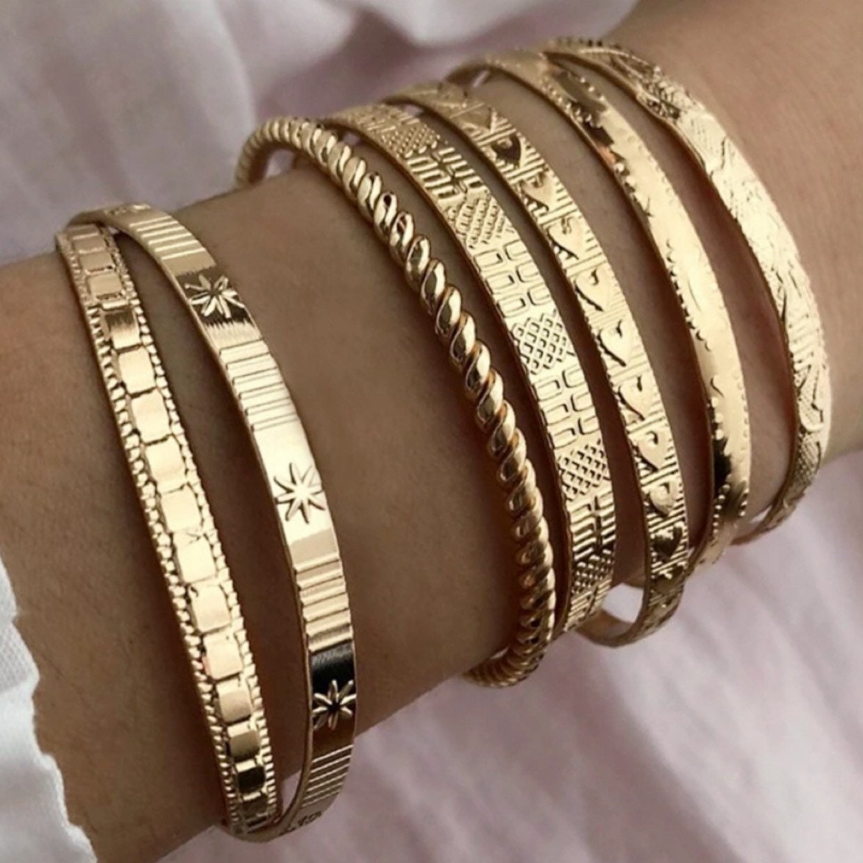 Gold Bangles Set Adjustable Bangles Women Bracelets Set - Etsy