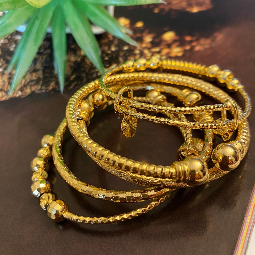 Baby & Toddler Bangles, Gold Kids Bangles, Adjustable Bangle, Baby ...