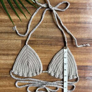 Cracked Iridescent Beaded Crochet String Bikini Set in Greige - Etsy