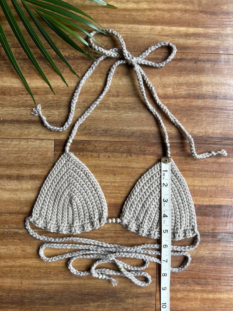 Cracked Iridescent Beaded Crochet String Bikini Set in Greige - Etsy