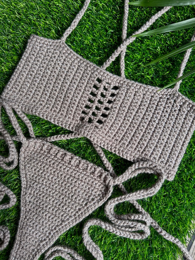 Sparkle Island Pecan Netted Eco Tank Crochet Bikini Set - Etsy