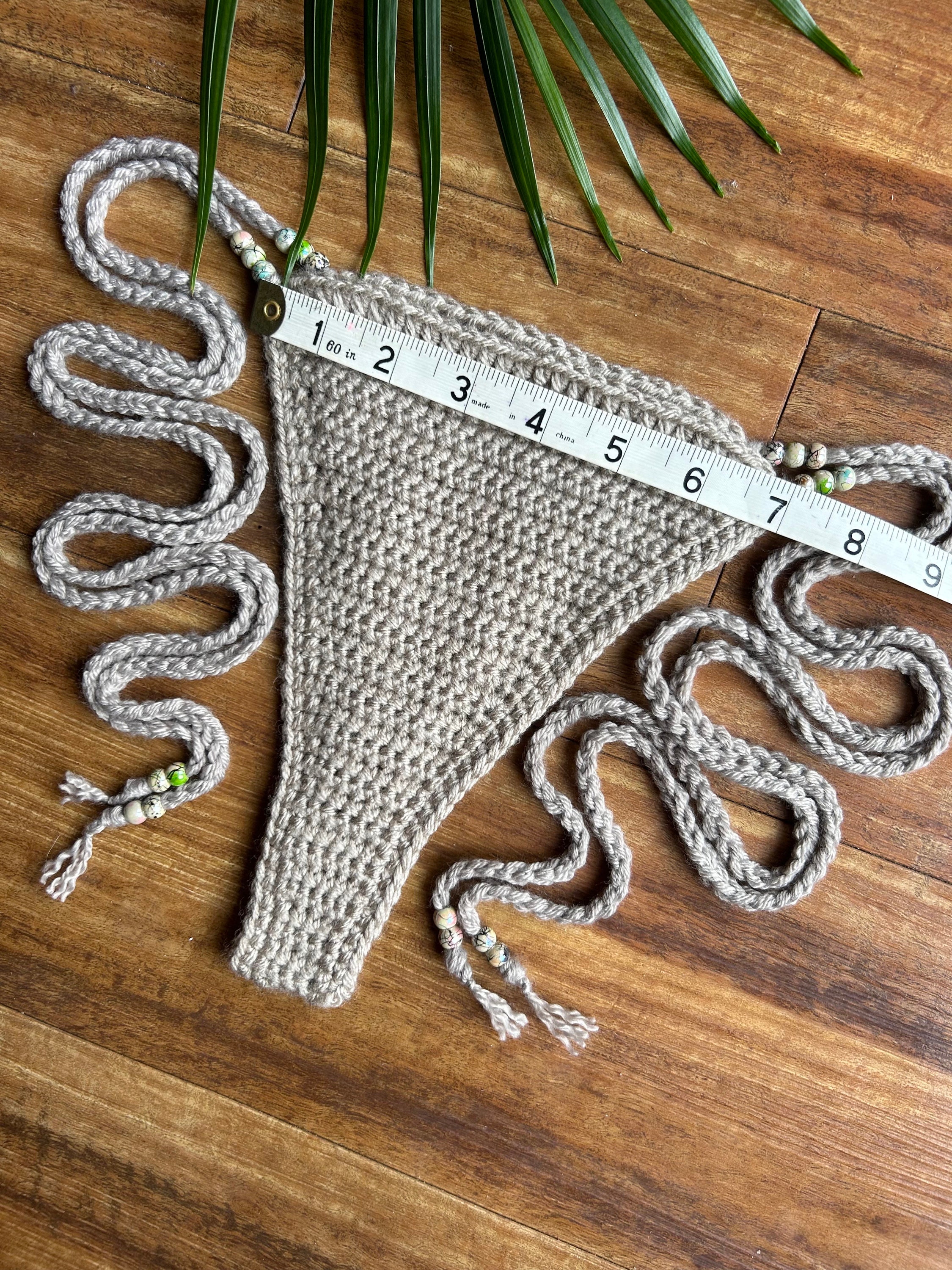 Cracked Iridescent Beaded Crochet String Bikini Set in Greige - Etsy