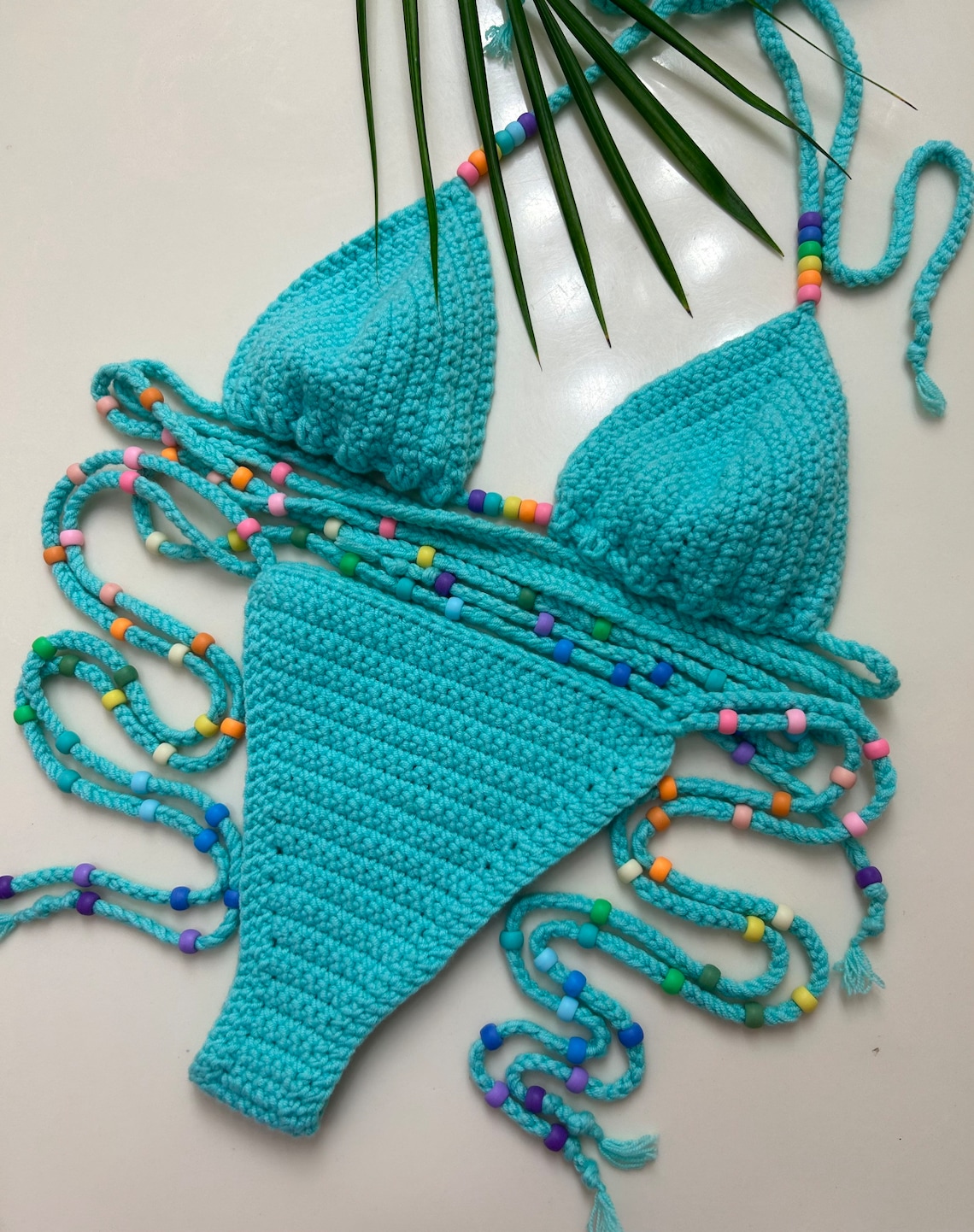 Rainbow Gradient Crochet String Bikini Set in the Color Turq - Etsy