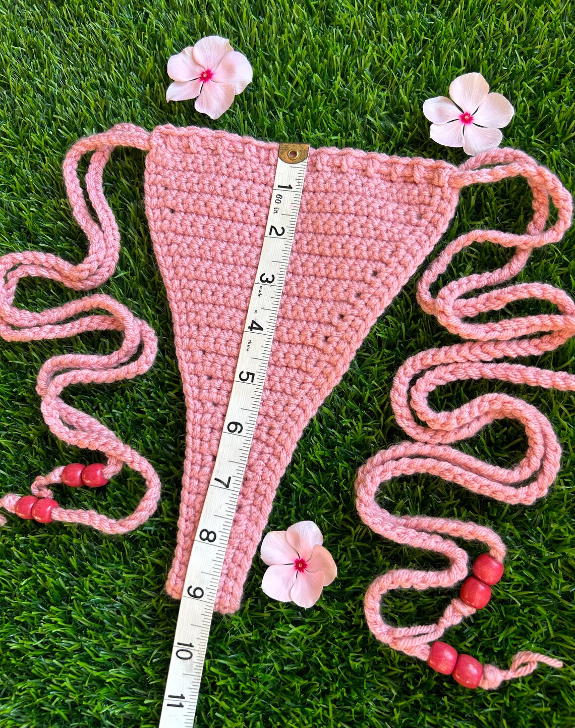 Hermosa Pink Wood Beaded Crochet String Bikini Set - Etsy