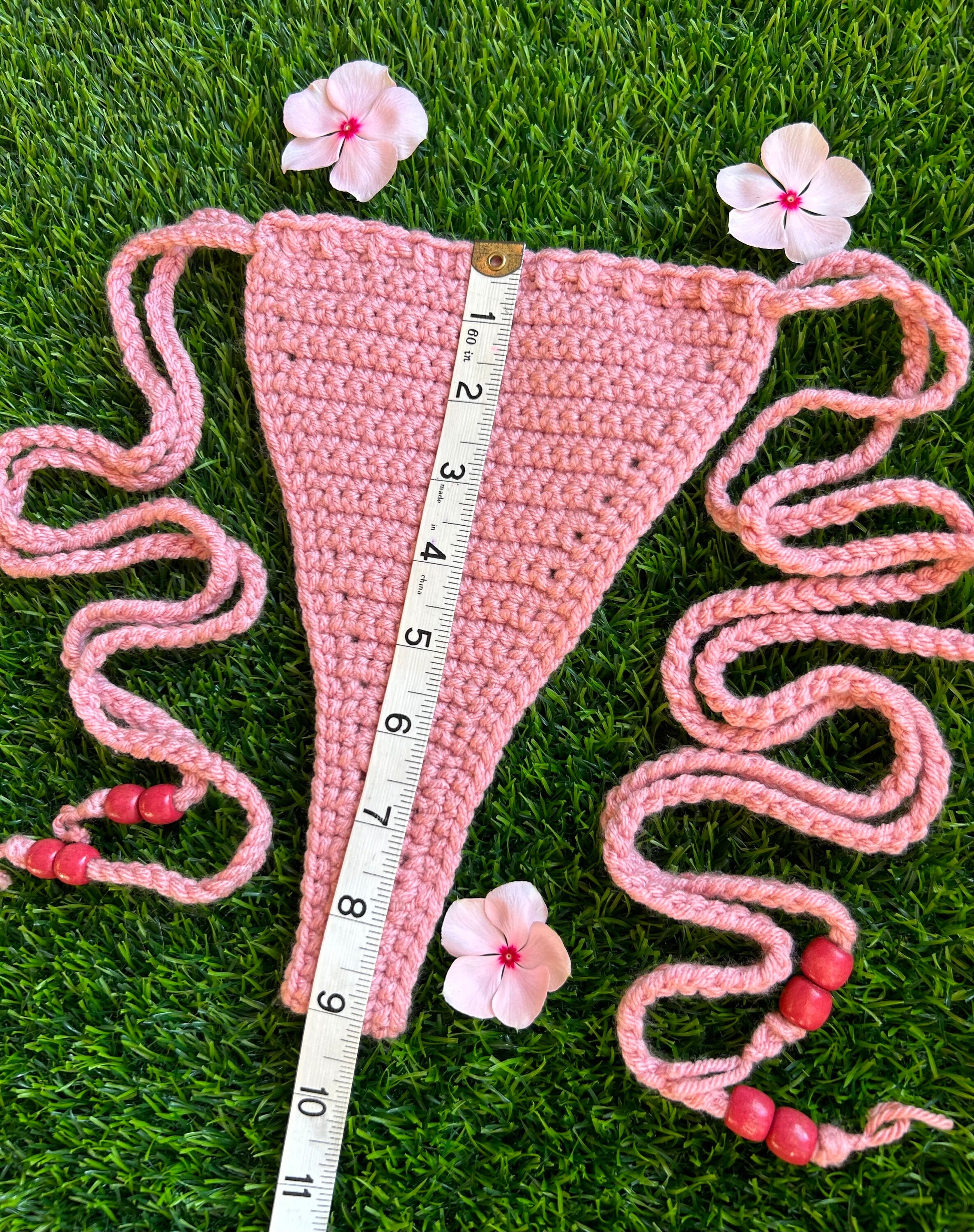 Hermosa Pink Wood Beaded Crochet String Bikini Set - Etsy