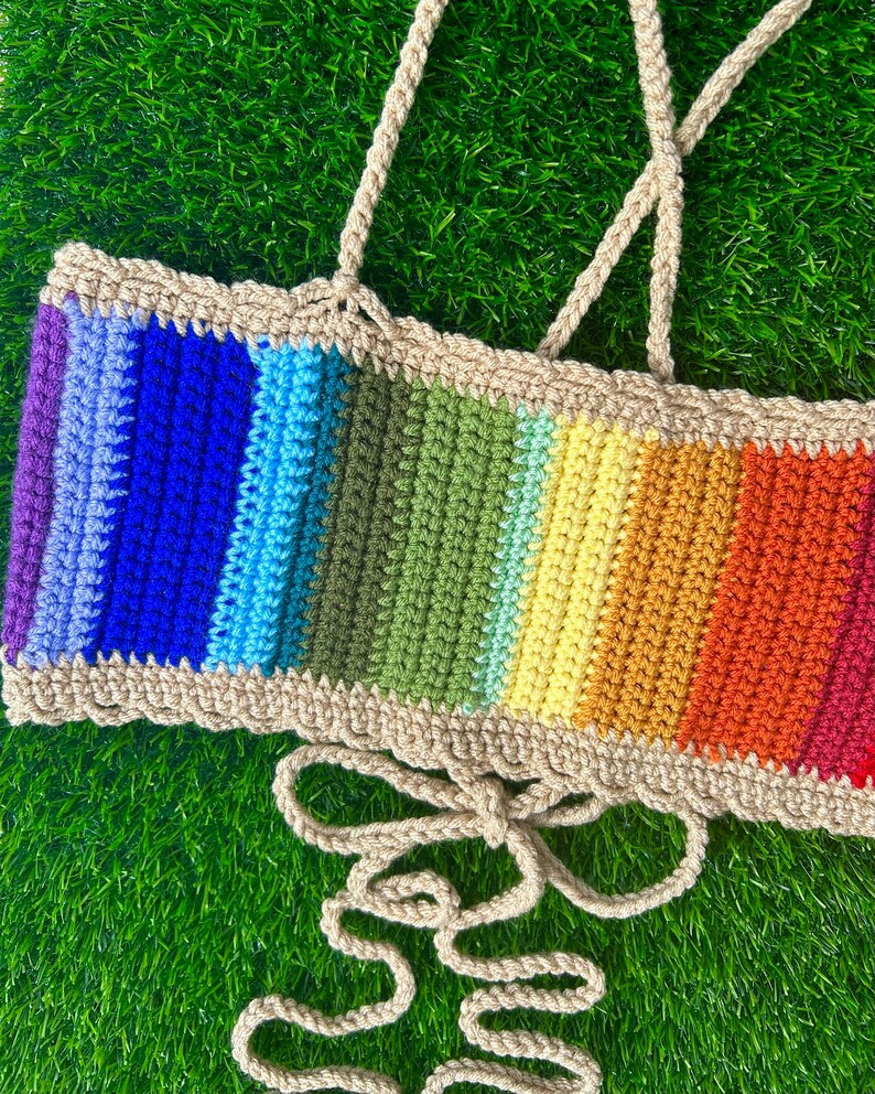 Rainbow Stripe Crochet Eco Tank - Etsy