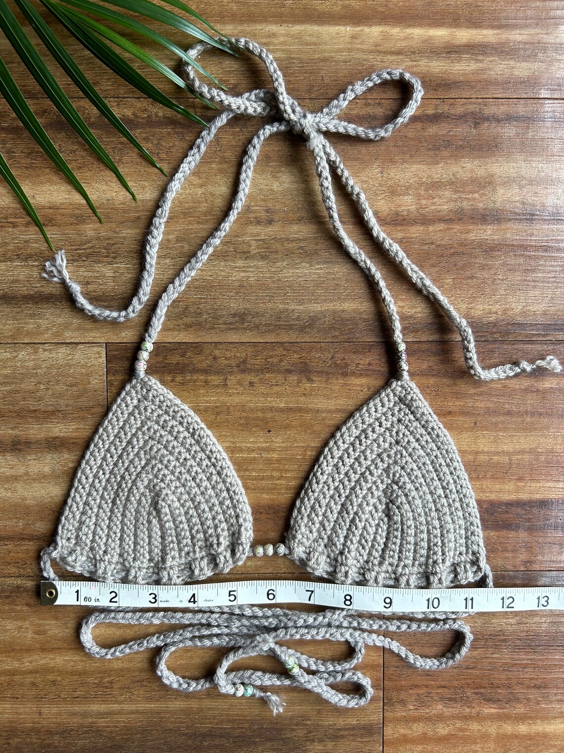Cracked Iridescent Beaded Crochet String Bikini Set in Greige - Etsy