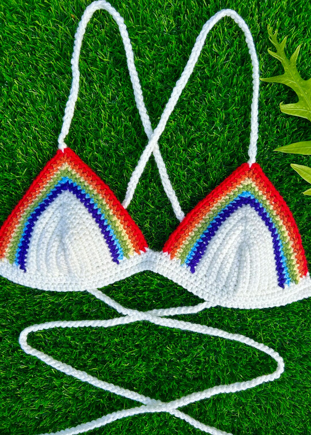 Rainbow Arch Solid Triangle Crochet Bikini Top - Etsy