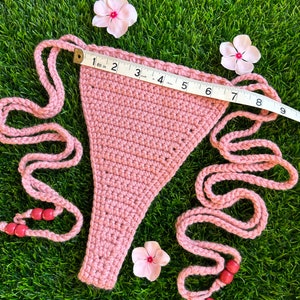 Hermosa Pink Wood Beaded Crochet String Bikini Set - Etsy