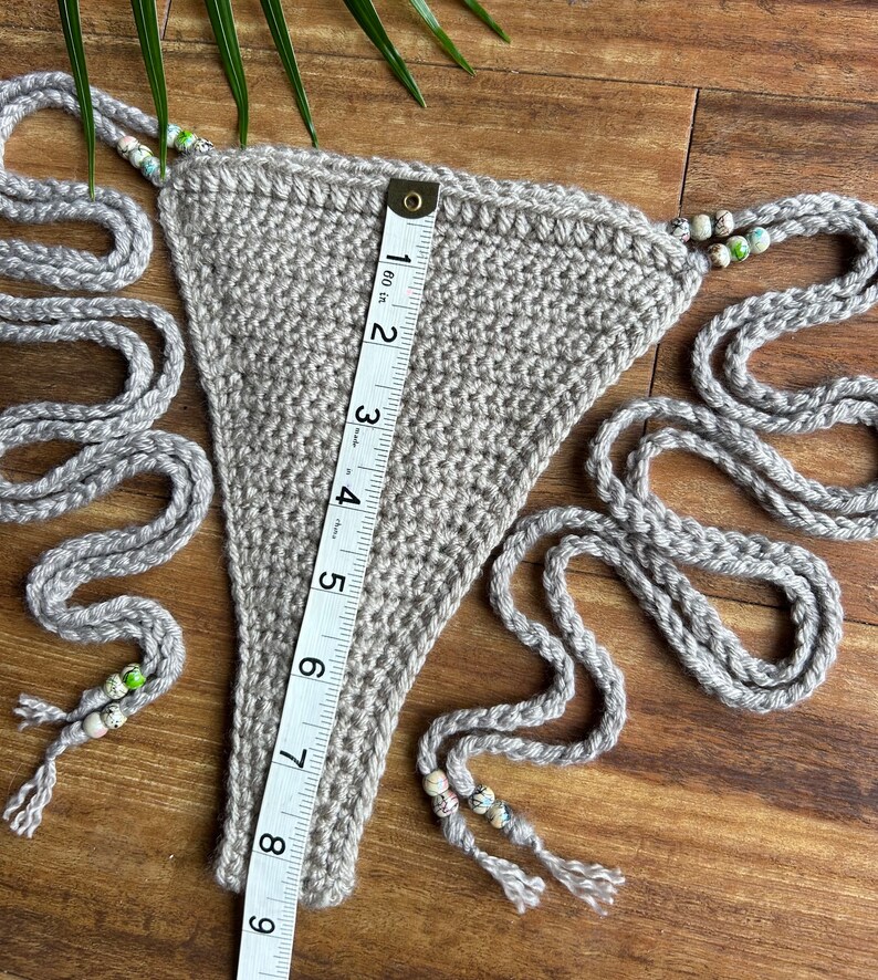 Cracked Iridescent Beaded Crochet String Bikini Set in Greige - Etsy