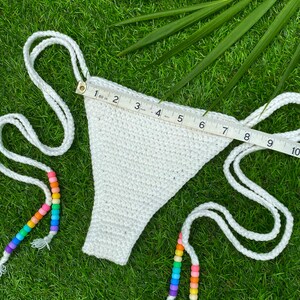 Cotton White Rainbow Gradient Beaded Crochet String Bikini Set - Etsy