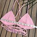 Solid Triangle Beaded Crochet Bikini Set in Baby Pink - Etsy