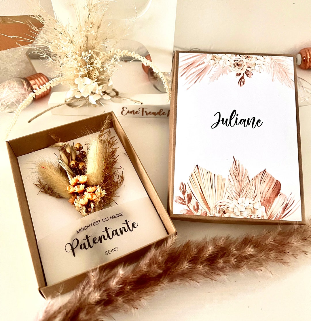 Godmother L Gift Box With Dried Flowers L Baby L Gift Box L - Etsy