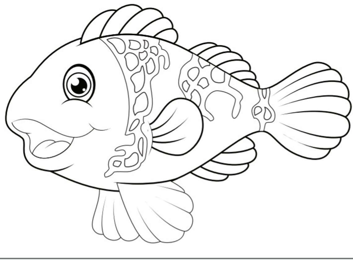 Fish Coloring Pages Fish Template 21 Printable Coloring Pages - Etsy