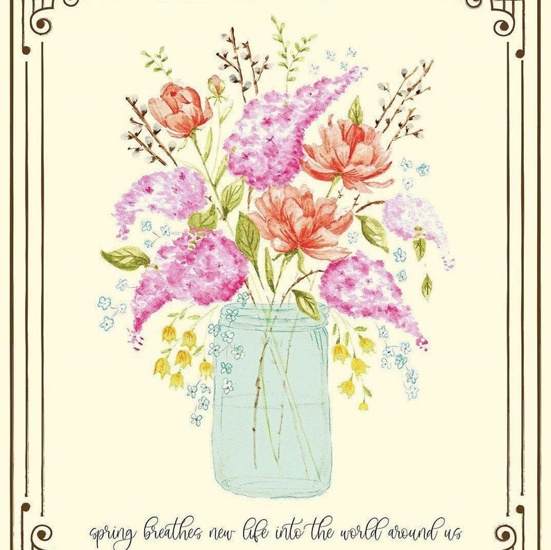 Adel in Spring Flower Vase Fabric Panel by Riley Blake Spring | Etsy