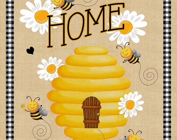 Bee Fabric, Bee Hive Home Sweet Home Fabric Panel, Honeycomb Beehive ...