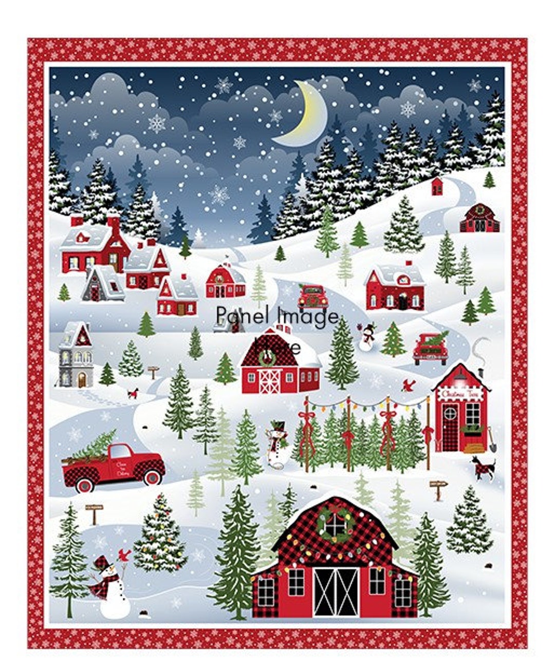 Country Christmas Panel, Winter Themed Cotton Panel, Christmas Quilting ...