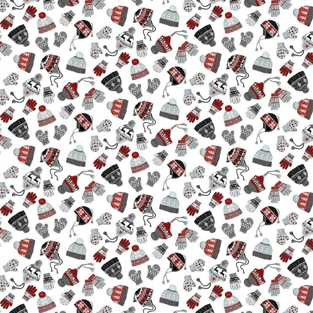 Winter Solstice Get Cozy Hats and Mittens Fabric, Winter Theme Quilting ...