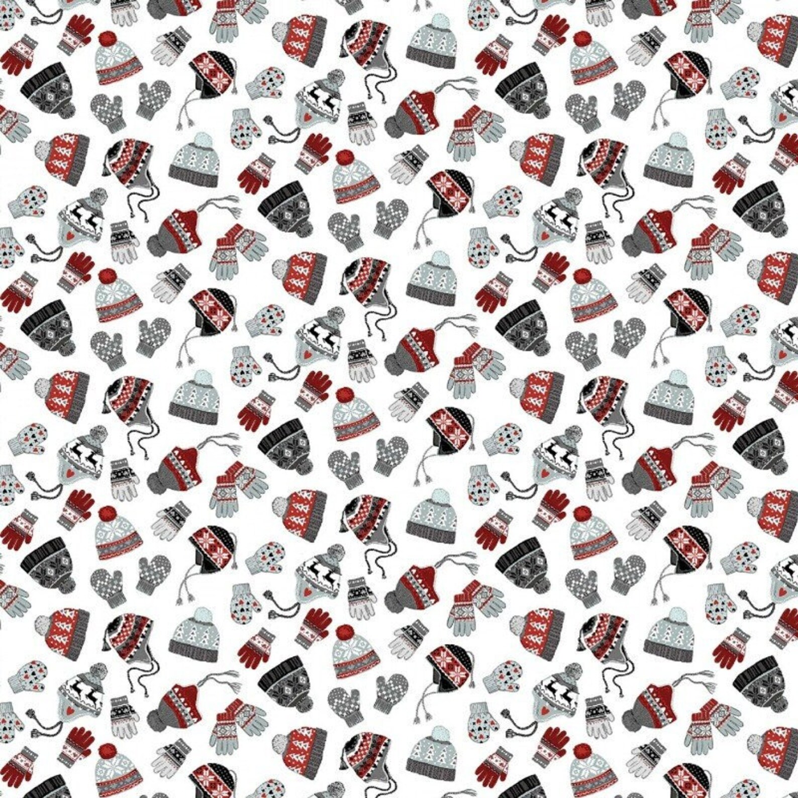 Winter Solstice Get Cozy Hats and Mittens Fabric, Winter Theme Quilting ...