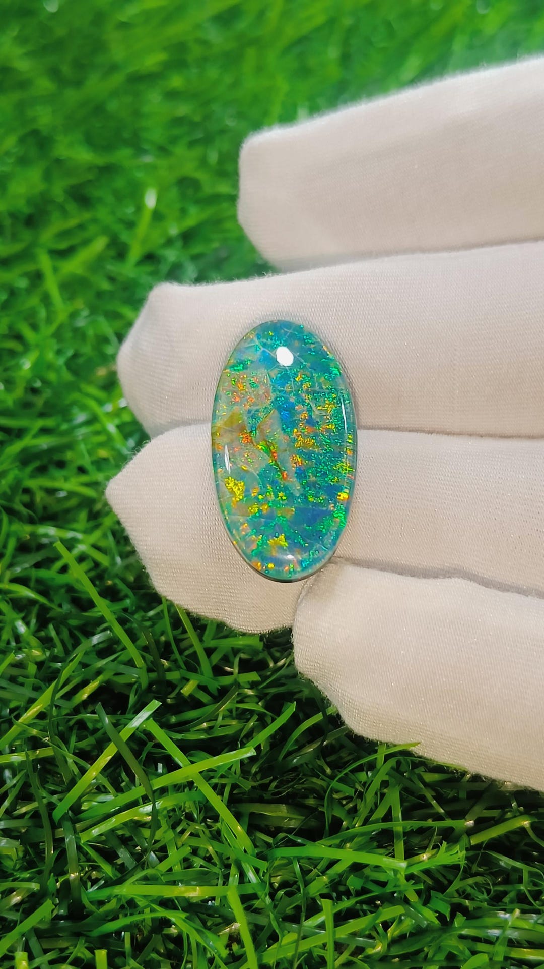 Monarch Opal Cabs Smooth Multi Fire Monarch Opal Doublet Gemstone, Oval ...