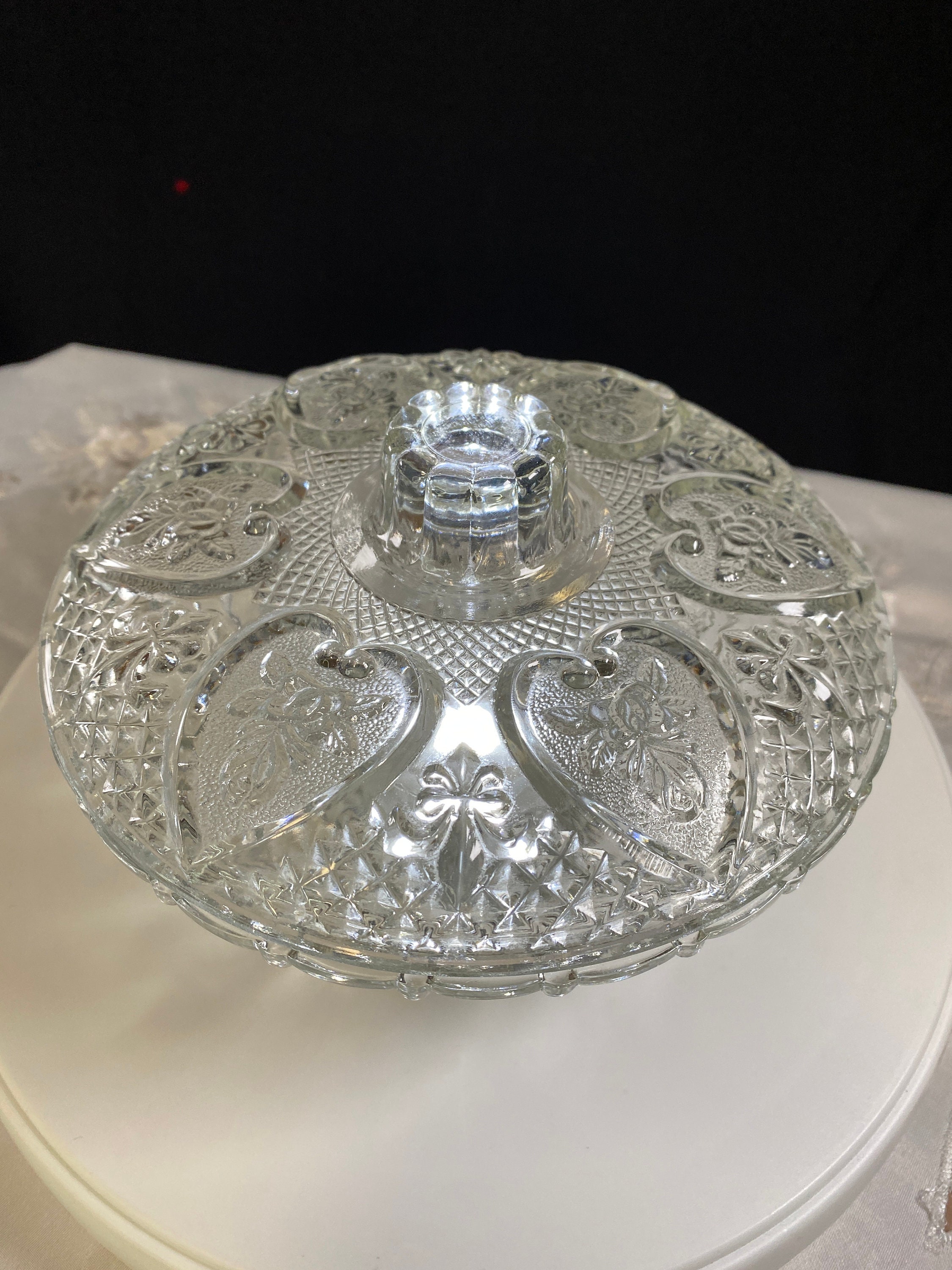 Vintage KIG Malaysia Pressed Glass Candy Dish With Lid - Etsy