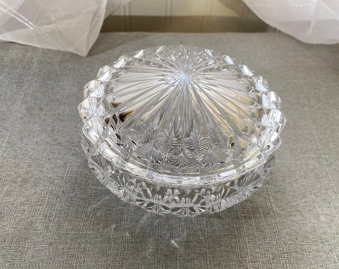 Vintage Crystal Covered Candy Dish With Lid, Vintage Crystal Trinket ...