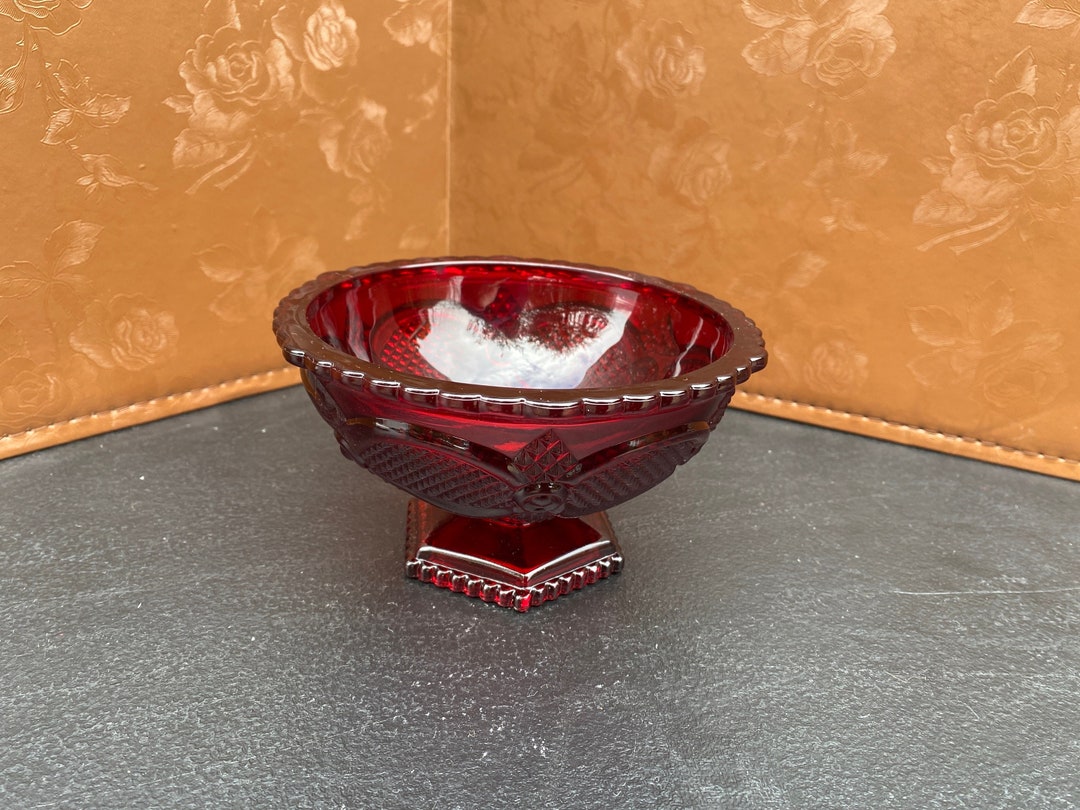 Vintage Avon 1876 Cape Cod Ruby Red Footed Candy Dish Compote - Etsy